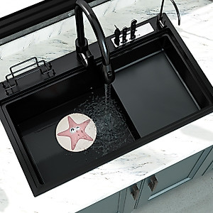 Bathtub Stopper Drain Plug Cover - Silicone Bath Tub Stopper Shower Drain Cover, Drain Cover, Flat Drain Plug for Kitchen, Bathtub and Laundry, Seastar Bathroom Accessories, 6 Inches, Pink