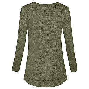 Cestyle Plus Size Workout Tops for Women, Long Sleeve Yoga Tops Athletic Tops Casual Sleep Ladies Workout Shirts Green 2XL