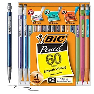 BIC Variety Pack, Assorted Sizes, 0.5mm, 0.7mm, 0.9mm, 60-Count, Refillable Design for Long-Lasting Use