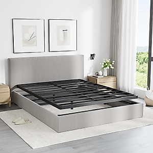 Woozuro 2 Inch Queen Bunkie-Board Only, Low Metal Box-Spring Frame with Steel Slats, Quick Lock Bed-Slat Replacement, Noise Free Mattress Surpoort Base, Upholstered Bed Frame Accessories, Black