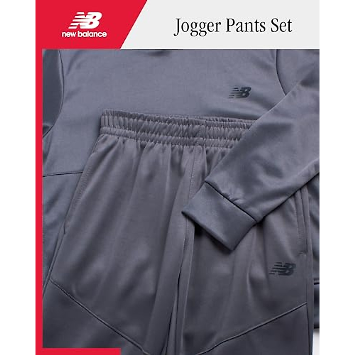 New Balance Boys' Sweatsuit - 2 Piece Performance Tech Fleece Hoodie Sweatshirt and Sweatpants - Jogger Pants Set (8-12), Size 8, Graphite