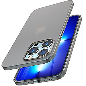 TOZO Compatible for iPhone 13 Pro Max Case 6.7 inch Hard Cover 0.35mm World's Thinnest Protect Shell Semi Transparent Light Weight Thin Cover with Matte Finish Black