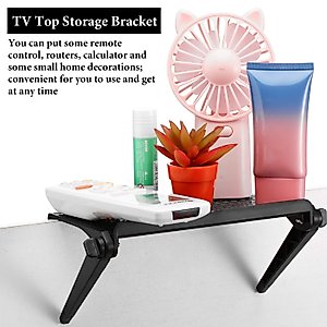 2 Pieces TV Top Shelf Screen Shelf Adjustable Monitor Top Shelf TV Storage Bracket Computer Screen Shelf for Cellphone Stand, Media Boxes, Game Console, Router and Home(8.5 x 4.5 Inch,Black)