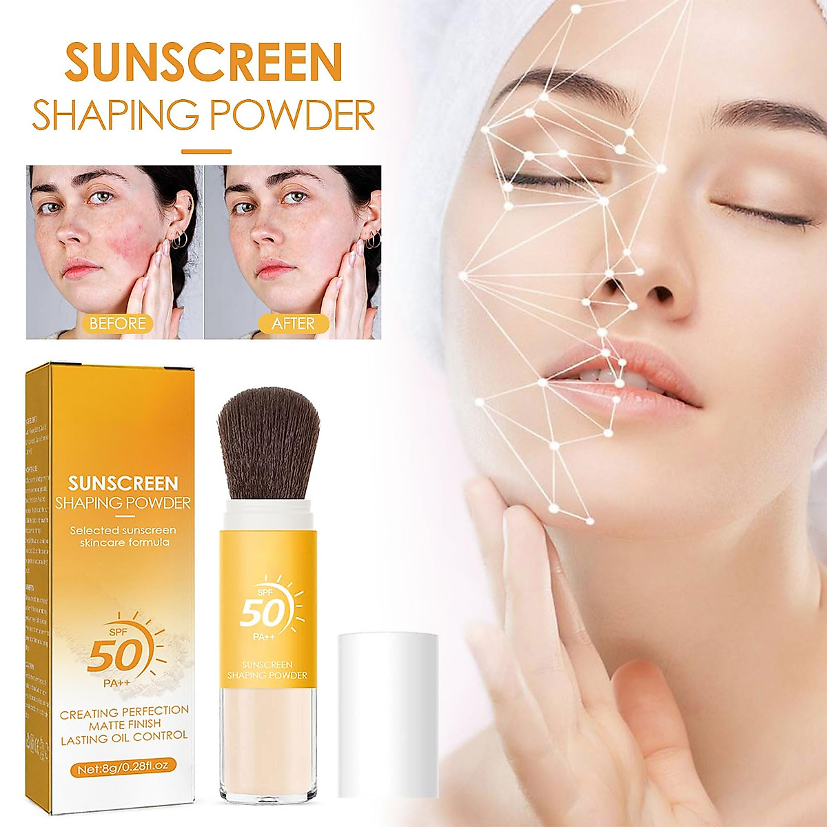 Ponhey Mineral Sunscreen Setting Powder SPF 35 Loose Powder with Brush Translucent Natural Setting Powder, Oil Control, Natural Matte, Long Lasting, Light and Breathable, Suitable for All Skin Types