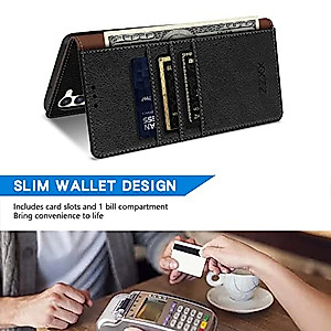 ZZXX Samsung Galaxy S23 Wallet Case with [RFID Blocking] Card Slot Kickstand Magnetic Closure Leather Flip Fold Protective Phone Case for Samsung Galaxy S23 Case Walle(Black-6.1 inch)
