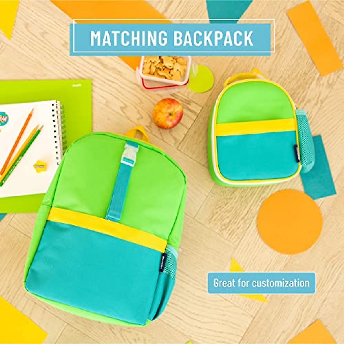 Wildkin Pack-it-All Kids Backpack Bundle with Clip-in Lunch Box (Monster Green)