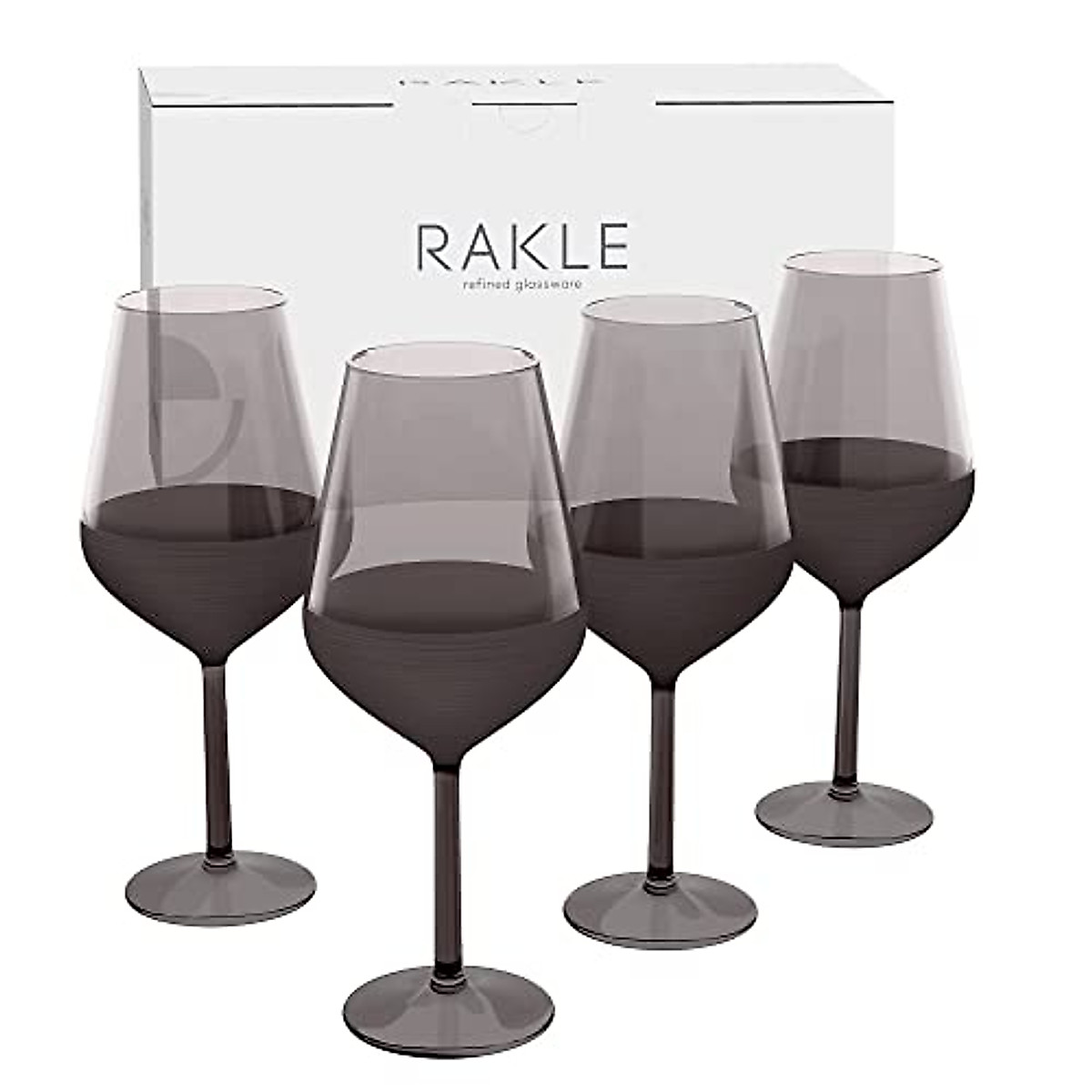 RAKLE – Luxury Matte Black Wine Glasses Set of 4 – 16.5Oz Glass Set Ideal for Special Events, Themed Parties, Dinner Table, Everyday Use – Modern and Elegant Design - Luxury Wine Glasses
