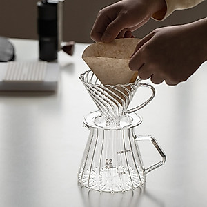 Vandroop Coffee Dripper, Resuable Pour Over Coffee Maker With Handle, Slow Brewing Coffee Pour Over for Cafe, Travel, Home&Offices, Single Cup Coffee Pour Over, 02 (Borosilicate Glass, 1-4 Cups)