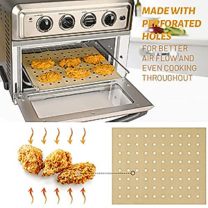 WMKGG 100 PCS Unbleached Air Fryer Parchment Paper, 11 x 9 inch Perforated Rectangular Air Fryer Toaster Oven Disposable Liners for Cuisinart, Ninja Foodi, Breville, Gowise, Black Decker