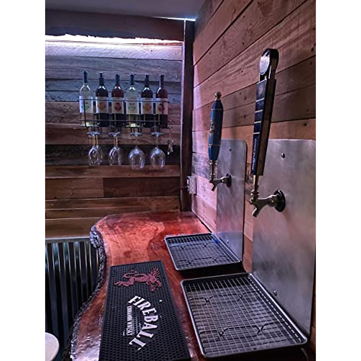 c2M Wall Mounted Wine Bottle & Glass Rack | Floating Wine Storage Shelf for 6 Bottles, 8 Glasses, & Opener | Timeless Compact Steel Design | Heavy Duty & Made in The USA - Silver