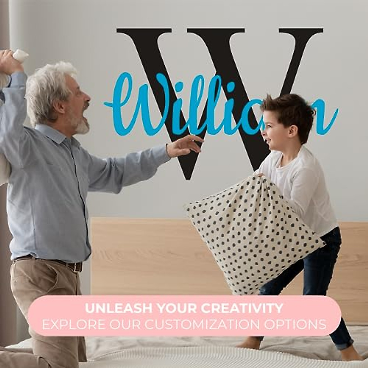 Personalized Name & Initial Vinyl Wall Decor I Nursery Wall Decal for Baby Boy & Girl Decoration I Stickers for Kids I Multiple Options for Customization (Wide 30" x 20" Height (Medium))