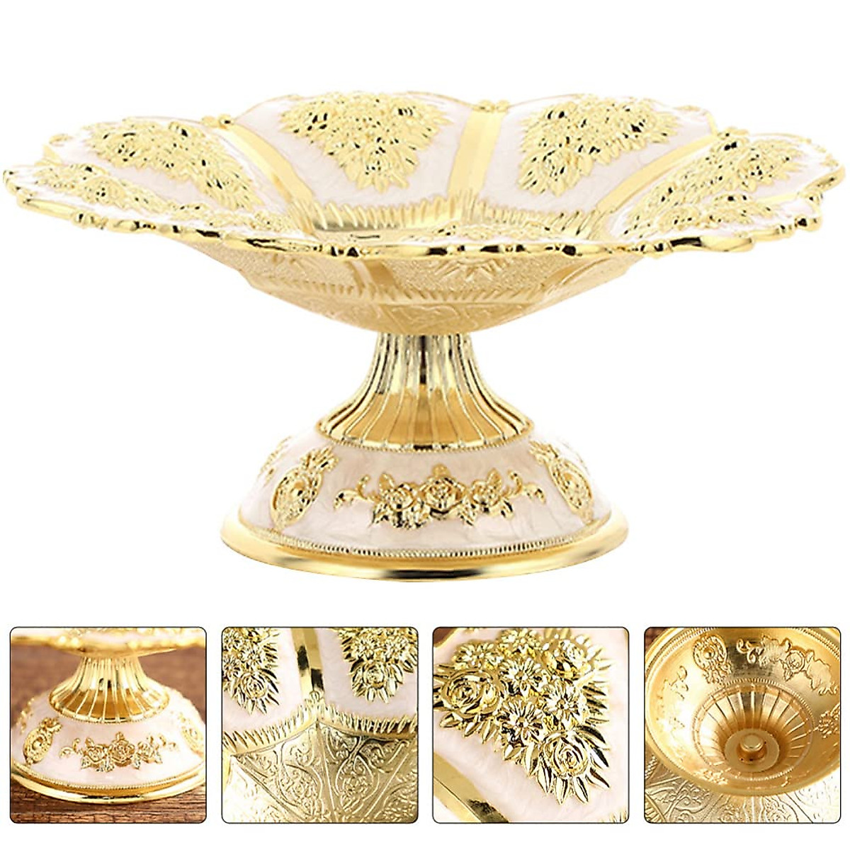 UPKOCH Buddhist Fruit Tray Offering Plate Footed Fruit Bowl Decorative Centerpiece Pedestals Bowl for Home Restaurant Party Fruit Candy Golden