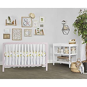 Dream On Me Ridgefield 5-in-1 Convertible Crib in Blush Pink & White, Greenguard Gold Certified