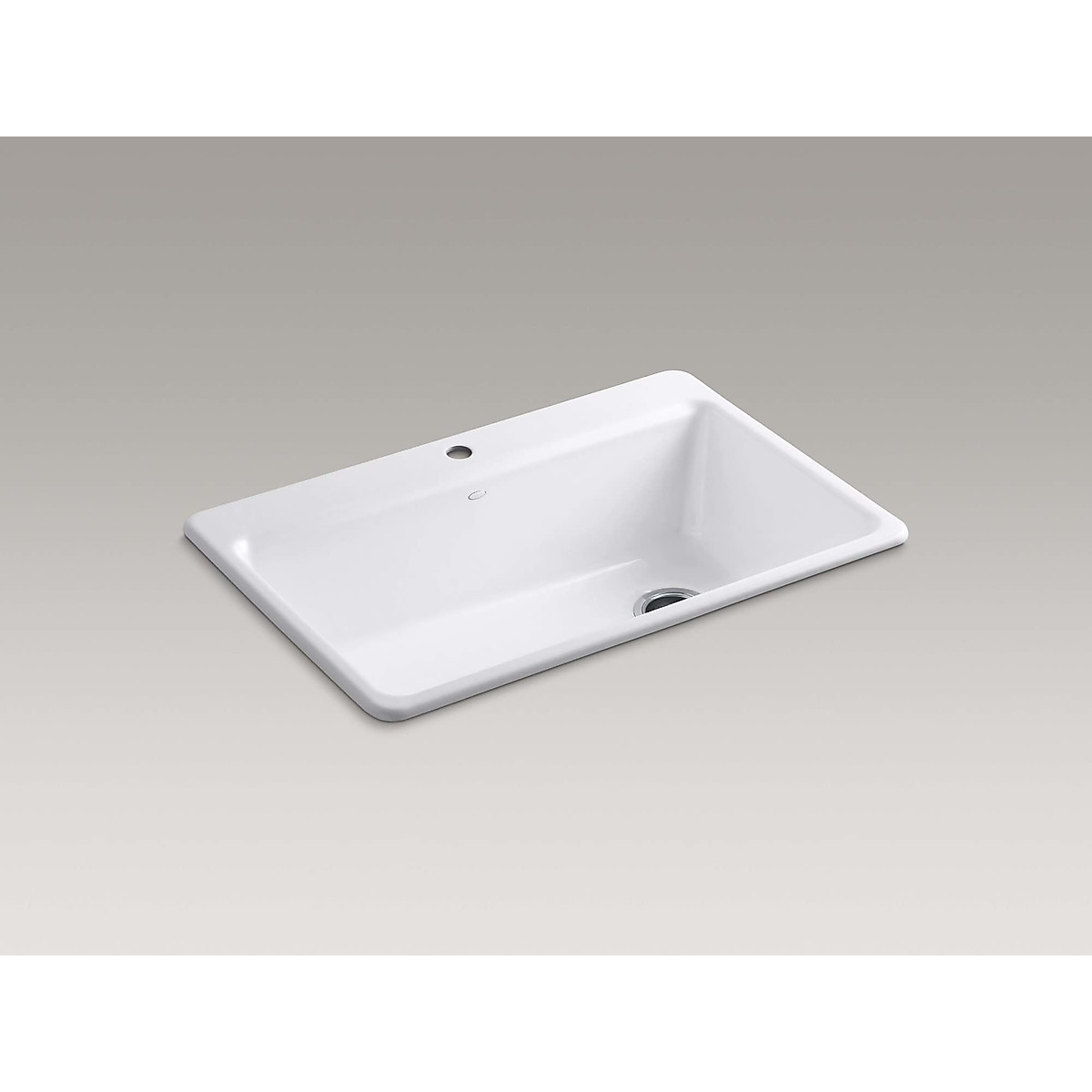 KOHLER 5871-1A2-0 Riverby Top-Mount Single-Bowl Workstation Kitchen Sink with Accessories, 33" L, White