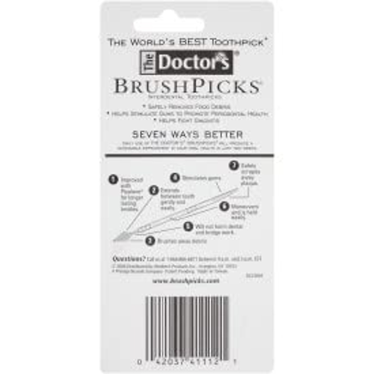 The Doctor's BrushPicks Interdental Toothpicks | 120-Picks per pack | (6-Pack)