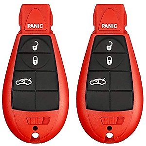2 New Red Keyless Entry 4 Buttons Remote Start Car Key Fob M3N5WY783X, IYZ-C01C For Durango Jeep Grand Cherokee 300 Challenger Charger