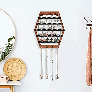handrong Hexagon Hanging Earring Organizer Wall Earring Holder Wall Jewelry Holder Wall Jewelry Organizer For Earrings Necklaces Bracelets