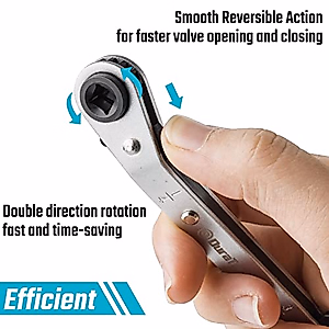 DURATECH HVAC Service Wrench Set, 2-Piece Refrigeration Wrench Set, 4 IN 1 Service Wrench, 3/16", 1/4", 5/16", 3/8", for Air Conditioning and Refrigeration Equipment, with 2PCS Hex Bit Adapter