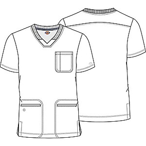 Dickies Dynamix Men Scrubs Top V-Neck DK640, L, Black