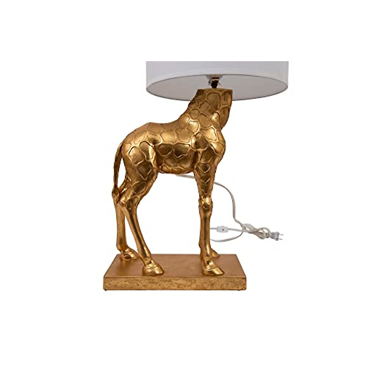 Creative Co-Op Resin Giraffe Table Lamp with Linen Shade, Distressed Gold