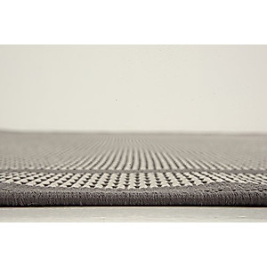 Unique Loom Outdoor Border Collection Area Rug - Border (6' 1" Square, Gray/ Silver)