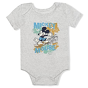 Disney Mickey Mouse Boys 3 Pack Short Sleeve Bodysuit for Newborn – Blue/White/Grey