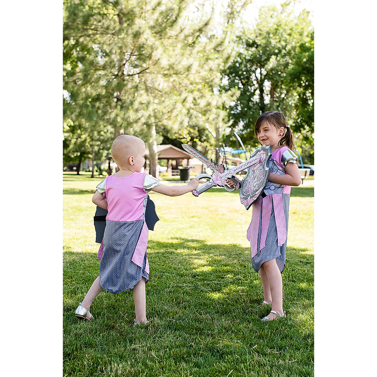 Little Adventures Warrior Princess Dress Up Costume (Medium Age 3-5) - Machine Washable Child Pretend Play and Party Dress with No Glitter