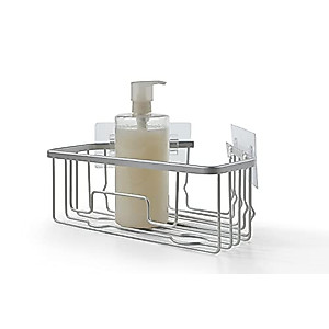 SunnyPoint RustProof Aluminum Wall Mount Shower Caddy Basket Shelf; Adhesive Hook Pad Included (Triangle, Silver)