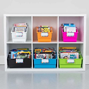 Really Good Stuff Picture Book Library Bins with Dividers - 12-Pack Rainbow