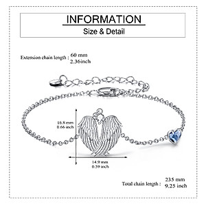 YFN Angel Wings Bracelet 925 Sterling Silver Guardian Angel Wings Heart Bracelets for Women Jewelry Gifts