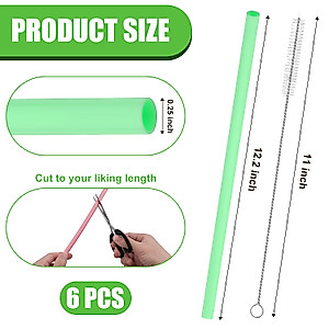 6pcs Replacement Straws for Stanley Adventure Travel Tumbler 40oz, with Cleaning Brush Silicone Replacement Straw Reusable Plastic Straws for Stanley Cup 40 oz Water Jugs (Blue, Pink, Green)