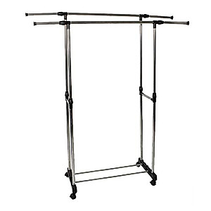 Ochine Adjustable Height and Width Rolling Metal Clothes Rack Height Adjustable Clothes Rack Portable Clothing Rack Rolling Garment Rack Hanging Rack Rolling Clothes Organizer Chrome Garment Rack