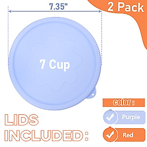 LUVCOSY 7 Cup Silicone Replacement Lids Storage Cover for Pyrex 7402-PC Glass Bowls (Container not Included) 2 Pack Microwave, Dishwasher and Freezer Safe