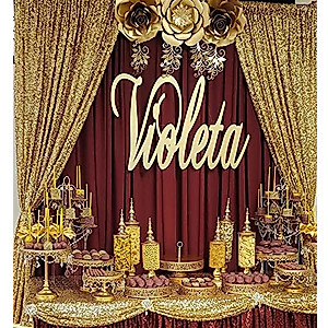 Burgundy Backdrop Curtains Photo Booth Background 2 Panels 5ft x 10ft Polyester Fabric Drapes for Wedding Party Anniversary Ceremony Decorations