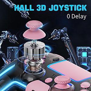 Honghao Controllers for PS4,Pink Wireless PS4 Remote Controller with Hall 3D Joystick, Dual 4 Shock RGB Custom Game Controllers for Playstation 4/PS4/PS4 Pro/PS4 Slim (Pink)