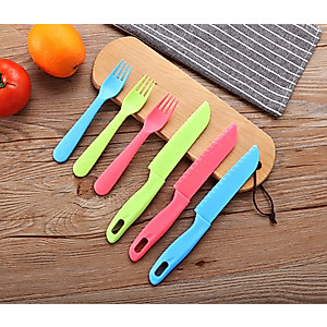 jawbush Lettuce Knife for Kids, 8.7" Plastic Kids Safe Knives Set, Serrated Paring Knife for Cutting Fruits, Bread, Brownies, Veggies and More, Nylon Knives for Nonstick Pans, 3 Pcs