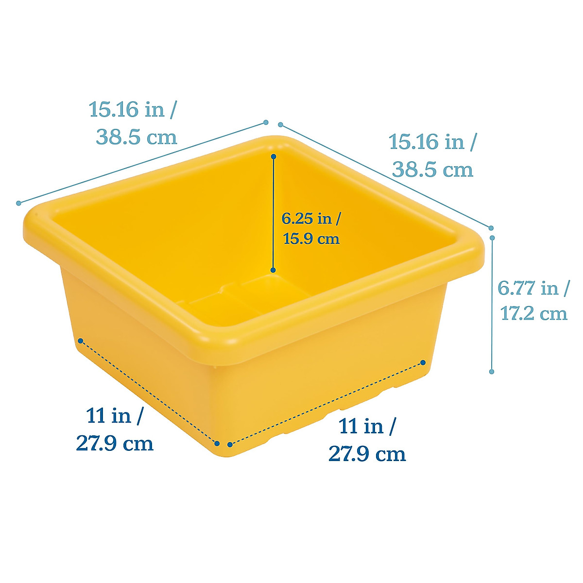 ECR4Kids Square Bin with Lid, Storage Containers, Yellow, 4-Pack