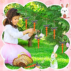 20 Pcs Wooden Bead Carrots Rustic Beaded Carrots Easter Decor for Tiered Tray Farmhouse Spring Tray Filler Easter Carrot Hanging Ornaments for Easter Spring Home Kitchen Decorations