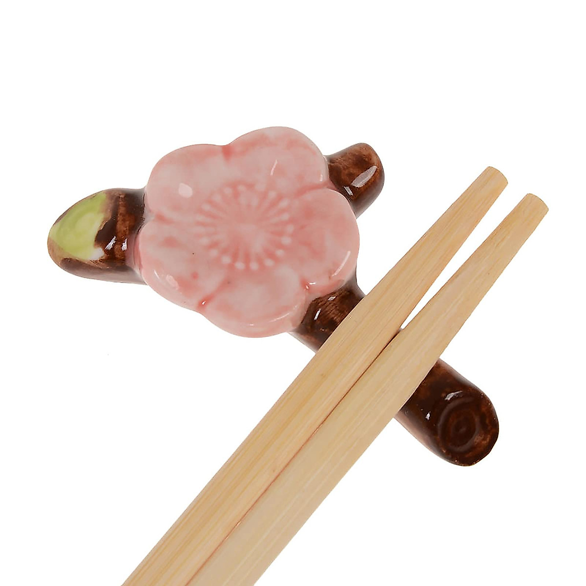 LARATH 6 Pieces Ceramic Chopsticks Rest Rack Cherry Blossom Chopsticks Holder Rest Dinner Spoon Stand for Dinner Fork Knife Tableware Writing Paint Brush, Pink