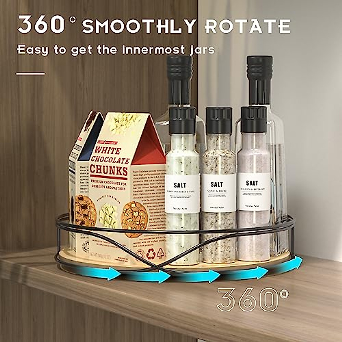 VITABONA 10 Inch Lazy Susan Turntable for Cabinet, Bamboo Lazy Susan for Table, Wooden Lazy Susan for Countertop, Bathroom Lazy Susan Organizer, Small Lazy Susan for Spices(Durable/Sturdy/Waterproof)