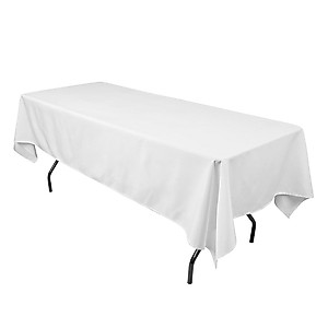 Sparkles Make It Special 10-pcs 60" x 102" Inch Rectangular Polyester Cloth Fabric Linen Tablecloth - Wedding Reception Restaurant Banquet Party - Machine Washable - White