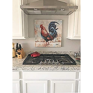 B BLINGBLING Rooster Picture for Kitchen Wall Art: Golden Rooster Framed Canvas Wall Art Rustic Home Decor Ready to Hang (24"x24"x1Panel)
