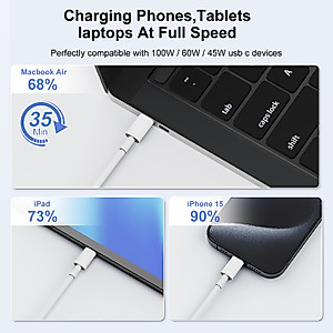 Hzevn Genuine 100w Extra Long USB C to USB C Cable for Apple MacBook Pro/Air Charger,6Ft+10 Ft 20v 5a Supper Fast USB c Charging Cable for iPhone 16/15 Pro Max iPad Pro 12.9 11 inch (MFi Certified)