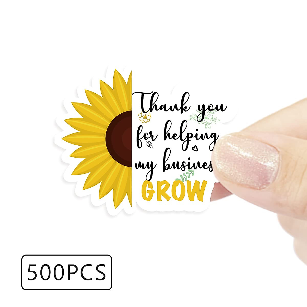 Wailozco Thank You for Helping Sunflower Stickers,Thank You Stickers,Handmade Stickers,Small Shop Stickers,Envelopes Stickers for Small Business, Online Retailers,Handmade Goods,500 Labels Per Roll