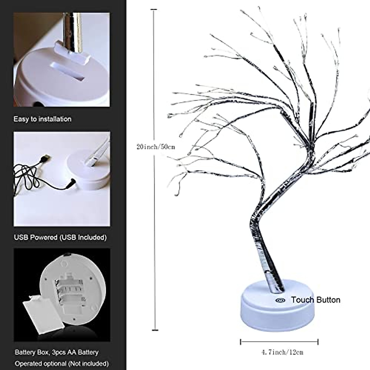 GTSYDING Bonsai Tree Light,108 LEDs Firefly Shimmer Spirit Tree Lamp, USB & Battery Operated, DIY Adjustable Branches Artificial Tabletop Fairy Tree Lights Indoor for Home Decoration (Warm Glow)