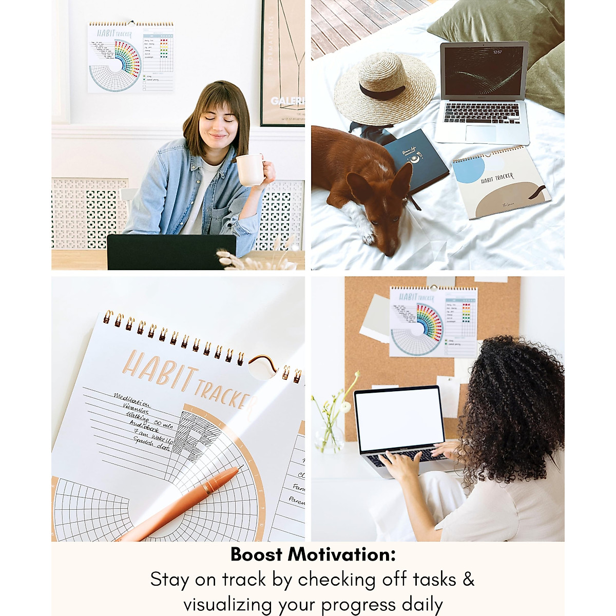 Lamare Habit Tracker Calendar - Inspirational Habit Journal with Spiral Binding - Daily Habit Tracker Journal and Goal Board - Motivational Goal Journal - Great Productivity Tool And Workout Calendar