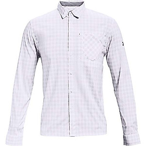 Under Armour High Tide Plaid Long Sleeve T-shirt, White/Bayou, Large