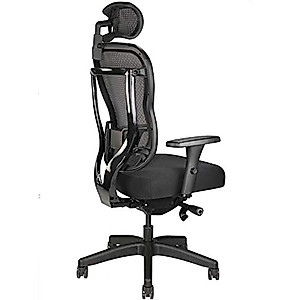 Oak Hollow Furniture Aloria Series Office Chair Ergonomic Executive Computer Chair, Fabric Soft Seat Cushion, Mesh Back, Adjustable Lumbar Support Swivel and Tilt (Black, Headrest)