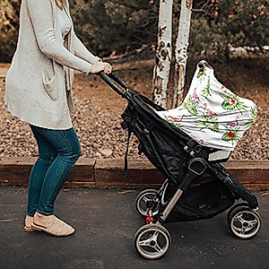 Tropical Baby Car Seat Covers, Nursing Cover Breastfeeding Scarf/Shawl, Infant Carseat Canopy, Stretchy Soft Breathable Multi-use Cover Ups, Animal Flamingo Flower Summer