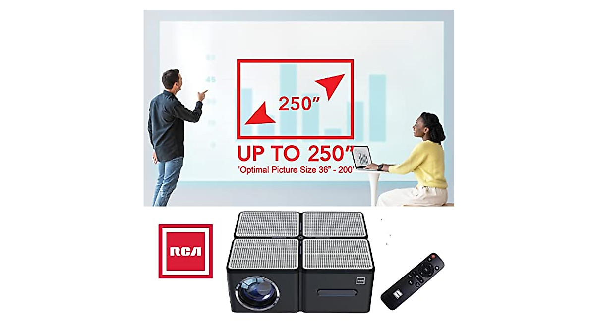 RCA RPJ167 4K WiFi Bluetooth Projector - 300" Home Theater Upgrade